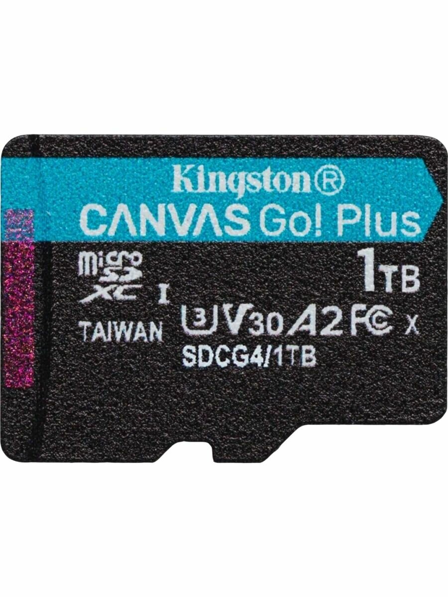 Карта памяти microSDXC UHS-I U3 Kingston Canvas Go! Plus 1024 ГБ, 200 МБ/с, Class 10, SDCG4/1TB, 1 шт, переходник SD