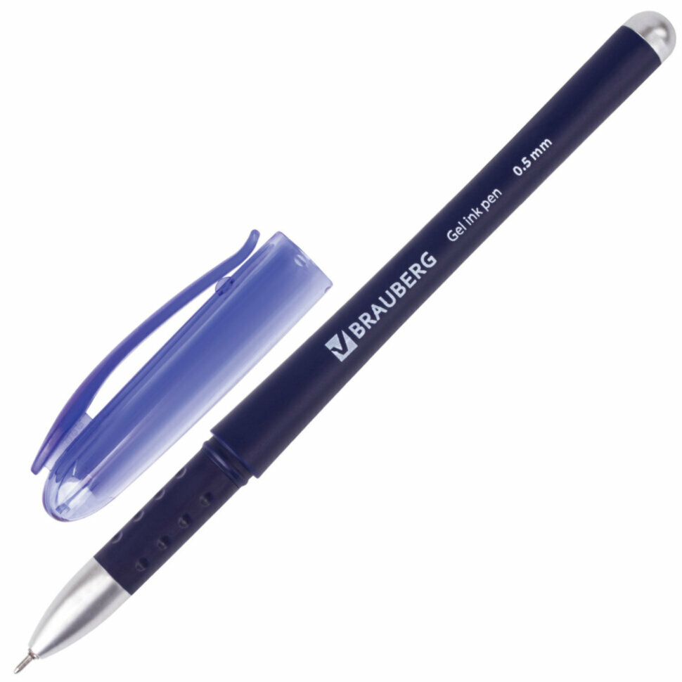 Ручка гелевая с грипом BRAUBERG "FINE GEL SOFT", синяя, игольчатый узел 0,5 мм, линия письма 0,35 мм, 141182, 141182