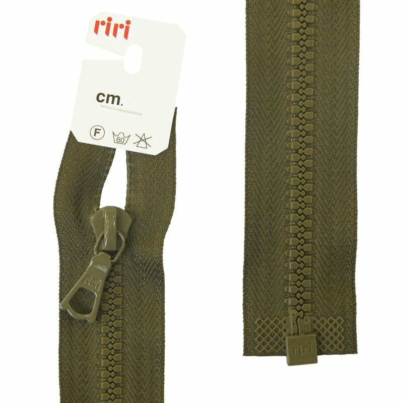 Молния riri Тракторная, разъемная, 1 замок, 6 мм, 55 см, цвет 2827, Хаки