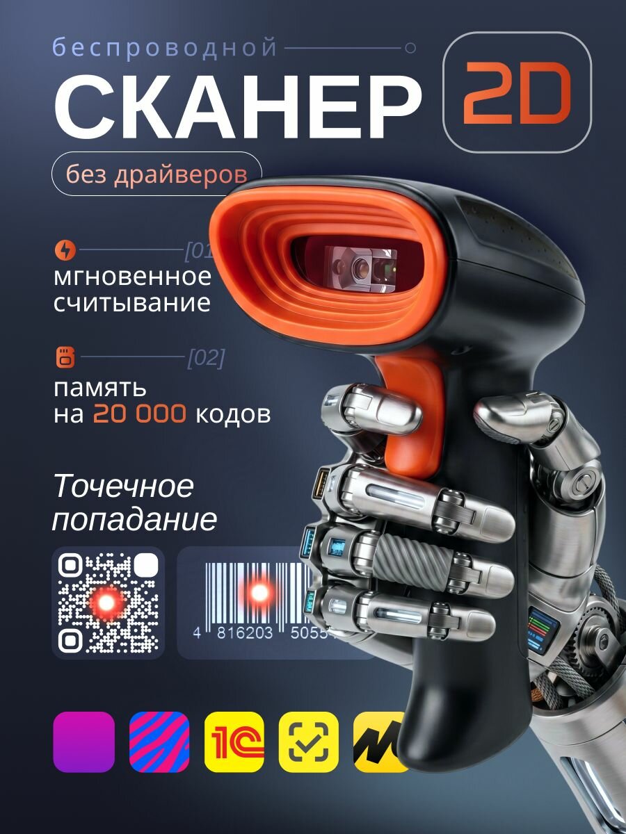 Сканер штрих кода беспроводной для пвз озон, 2d штрихкоды