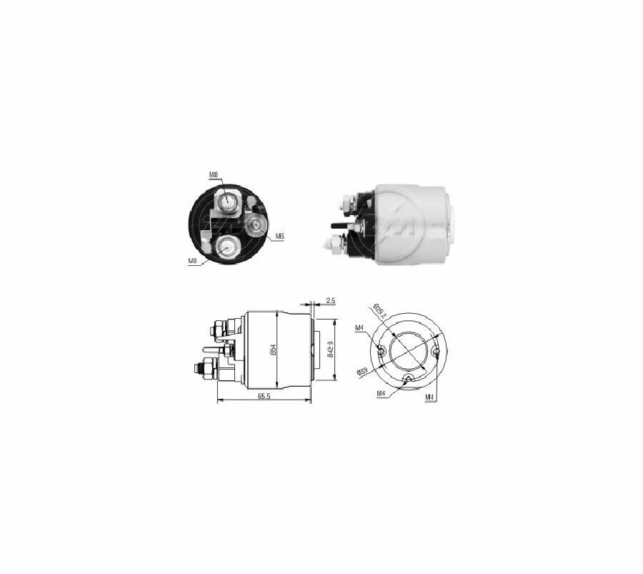 Реле втягивающее PEUGEOT 206/307 1.4/1.6, ZM ZM2494