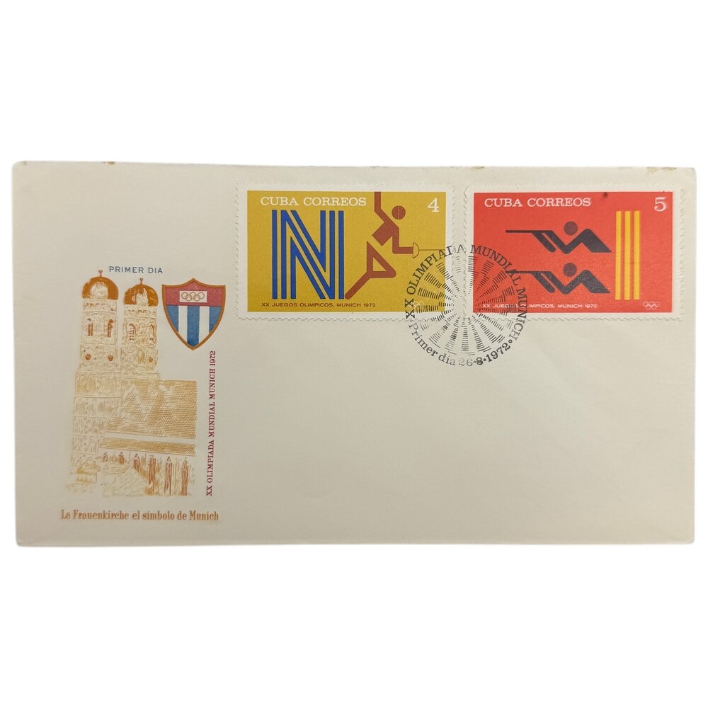 Конверт первого дня (КПД) "XX летние Олимпийские игры, Мюнхен 1972" 1972 г. Куба (Вид 3)