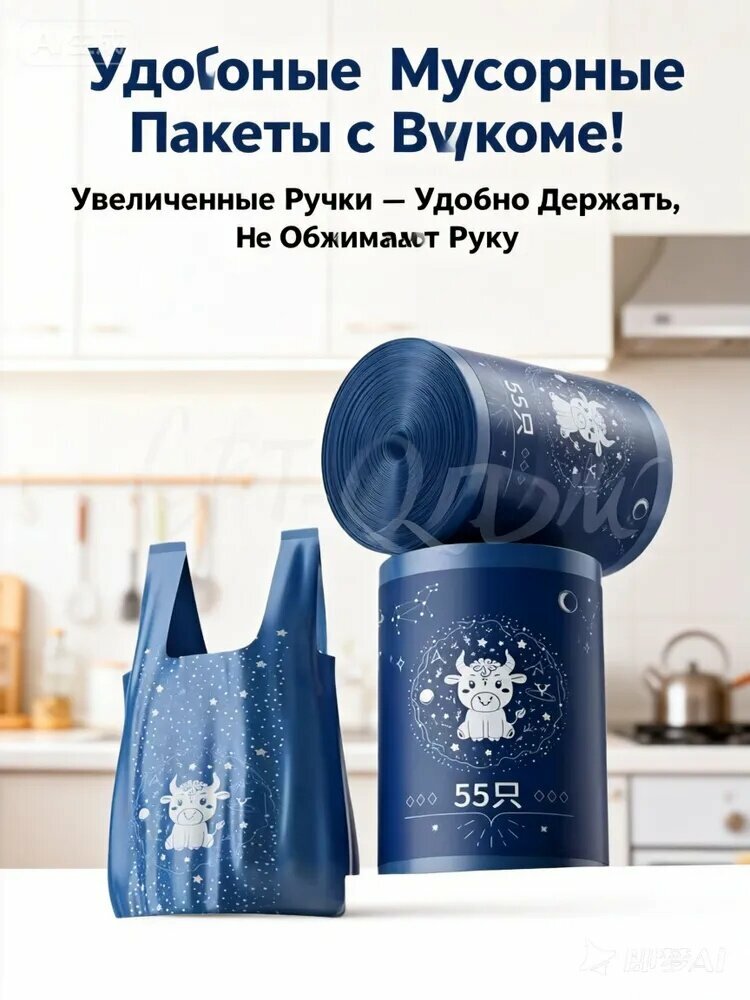 Мешки для мусора 35 л, 20мкм, 55 шт