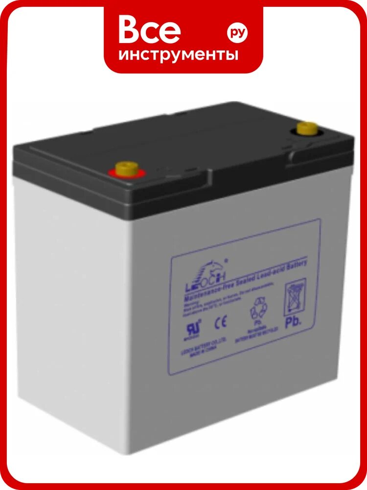 Аккумулятор Leoch DJM1255 для ИБП, 12В, 55Ач, AGM, прямая полярность, размеры 211x138x229 мм, вес