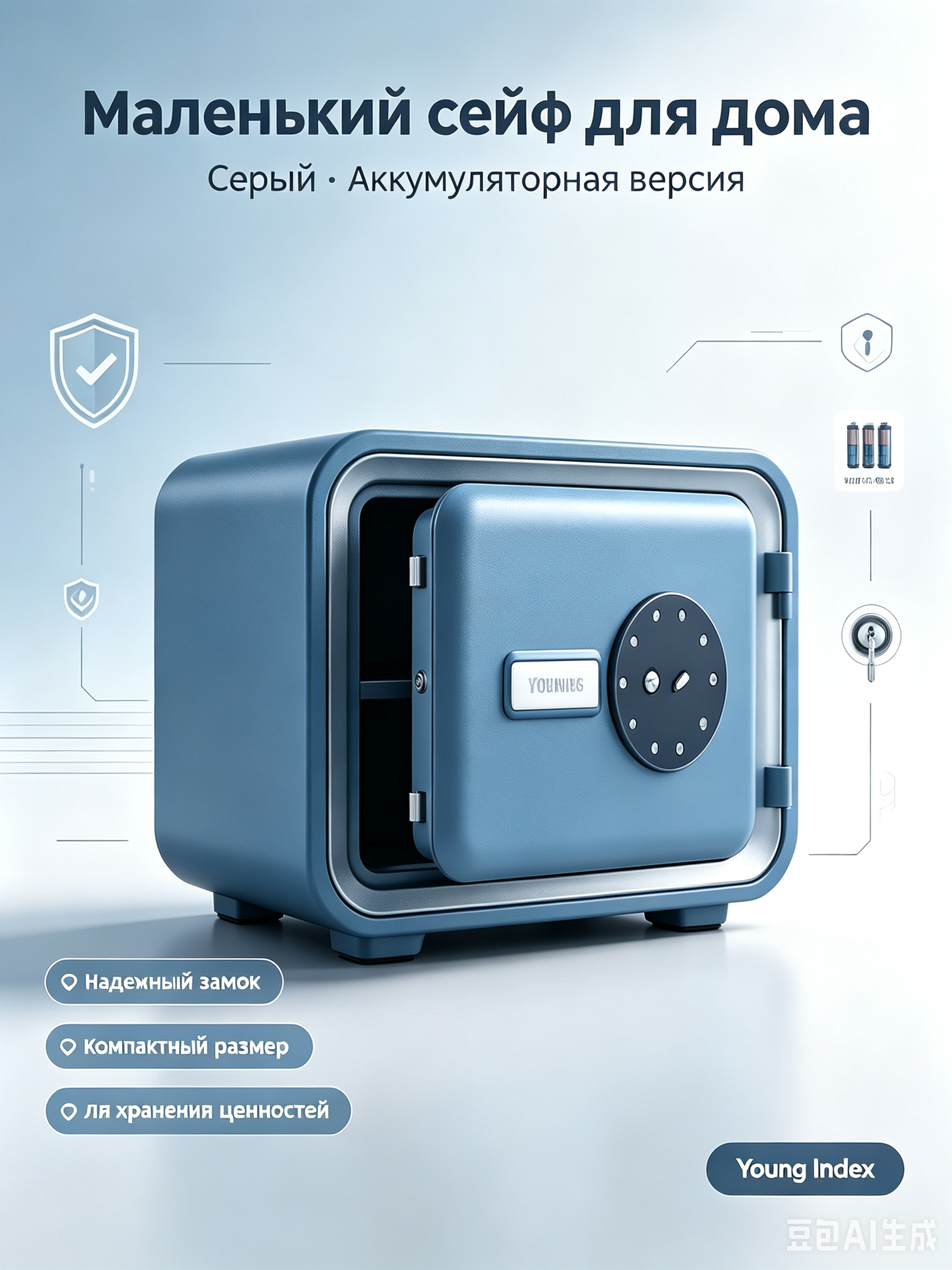 Детский сейф большой вместимости с двойным режимом разблокировки: паролем и отпечатком пальца.