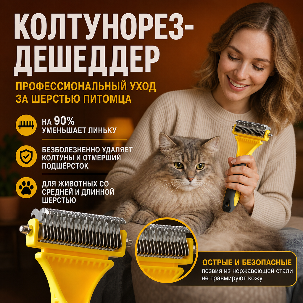 Фурминатор для вычесывания подшерстка питомцев, профессиональный уход, удаление подшерстка, распутывает колтуны