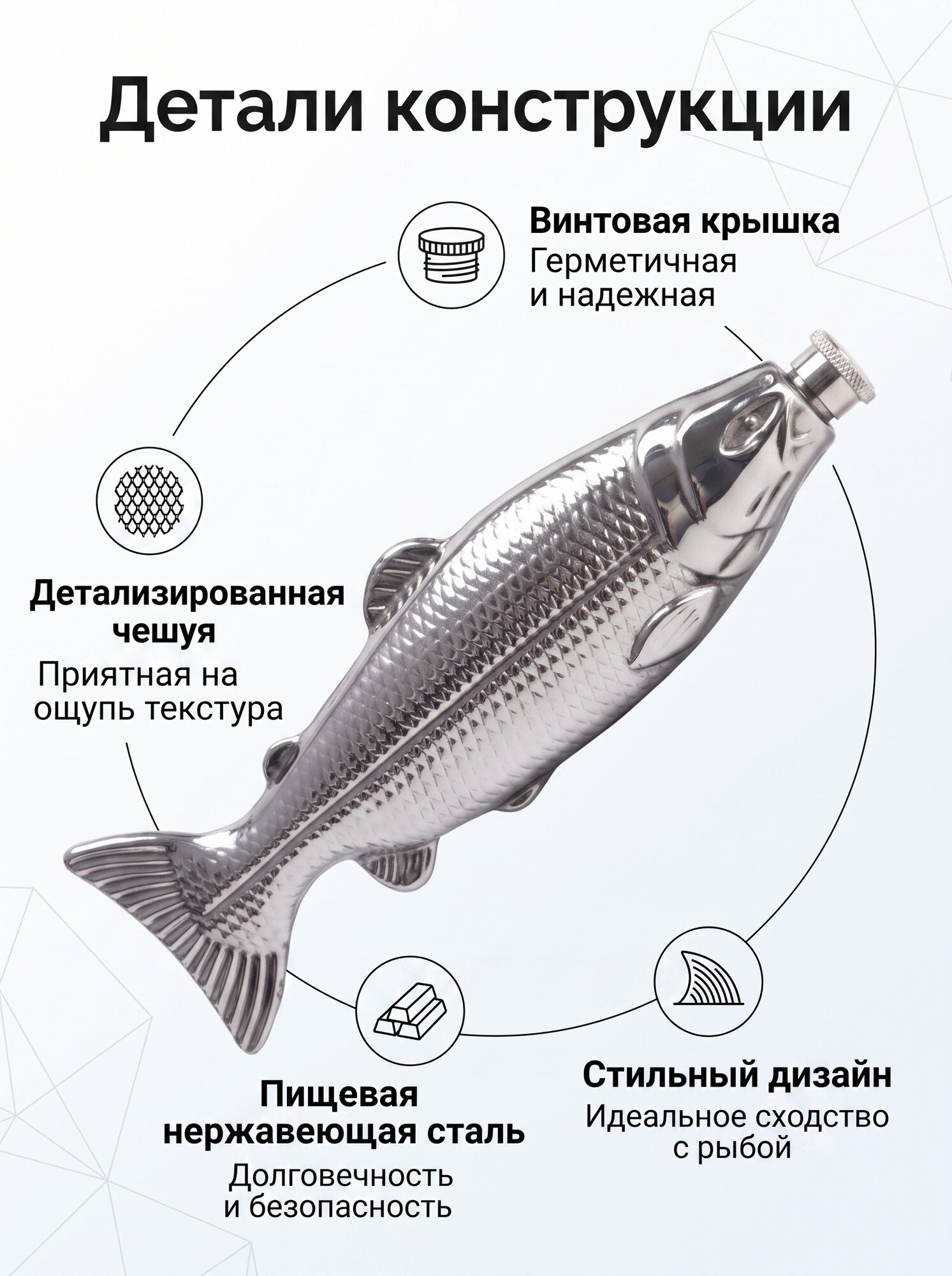 Фляжка в виде рыбы 130мл — фото 1