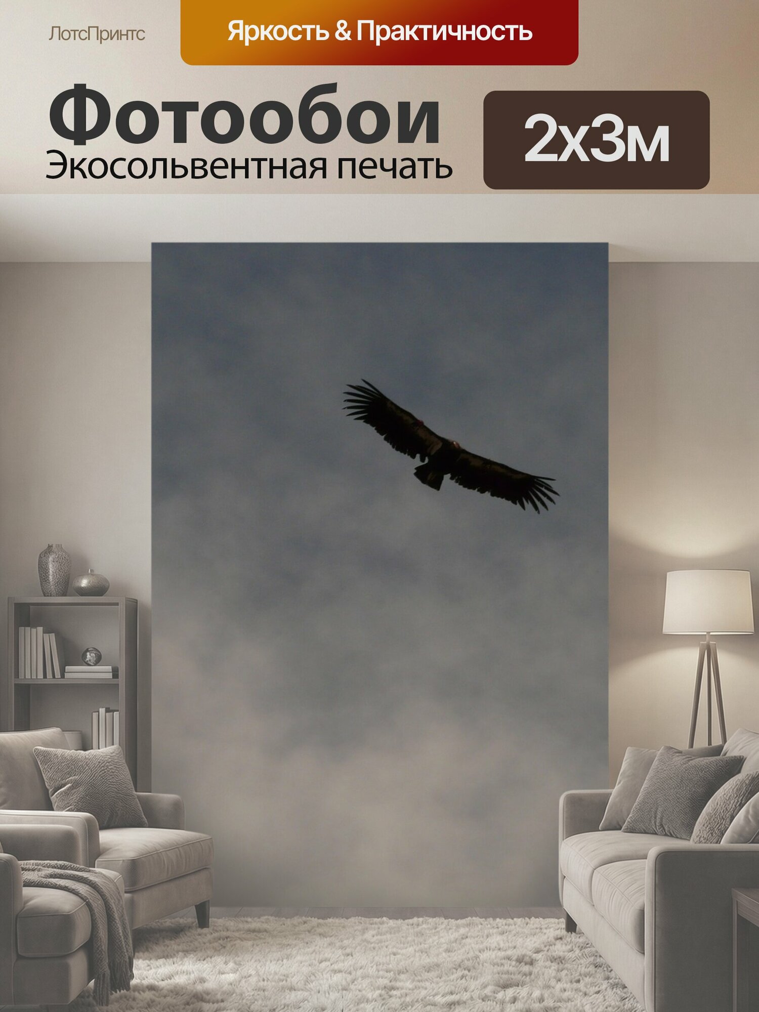 Фотообои "Калифорнийский кондор, кондор, птица" 200x300 см. экосольвентная печать