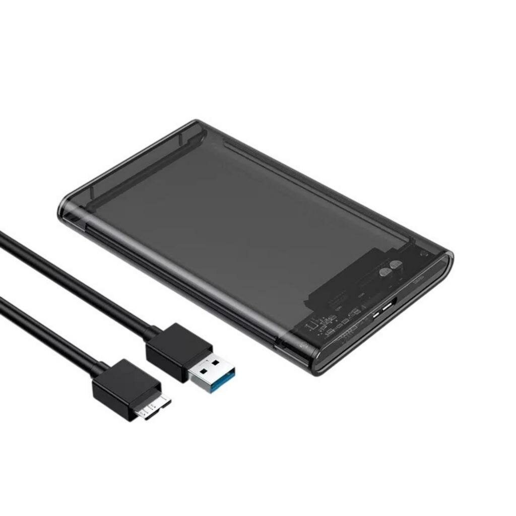 Внешний корпус для 2.5-дюймового жёсткого диска USB 3.0/3.1, Прозрачный чёрный - USB 3.0