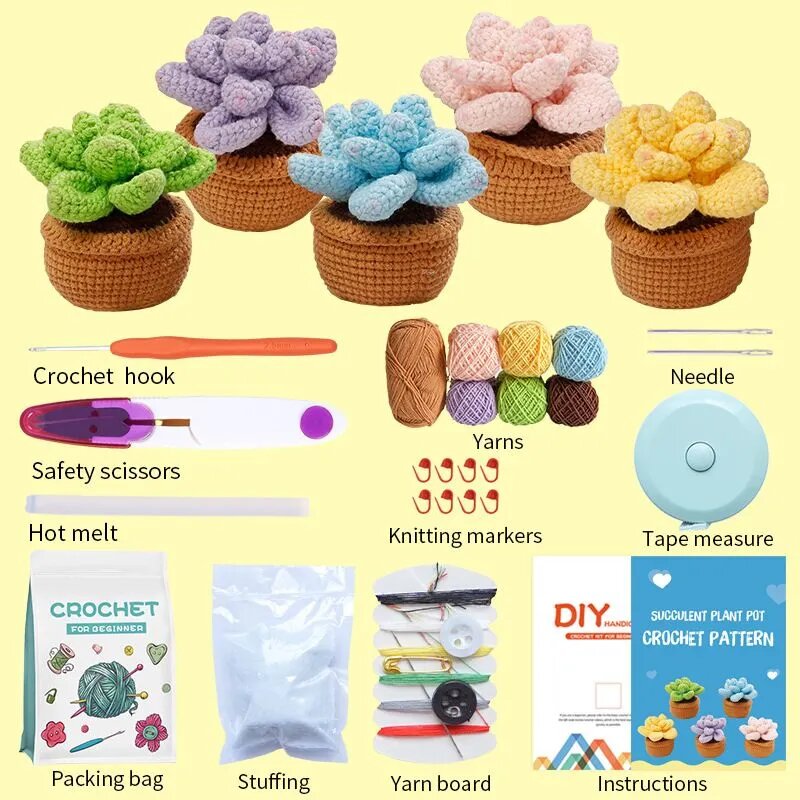Набор DIY для вязания игрушки крючком, полный комплект для начинающих, материалы для создания милой игрушки, отличный подарок