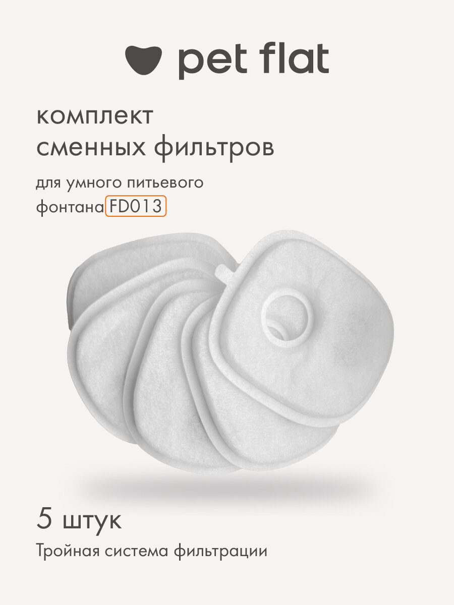 Фильтры для умной поилки FD013 Pet Flat для кошек и собак, набор 5 шт