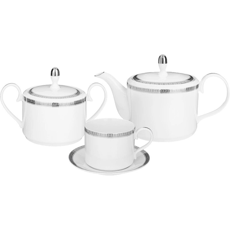 Сервиз чайный Lefard Crown 14 пр. 1000/350/300 мл платиновый, 590-483
