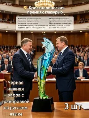 Прозрачный хрустальный кубок с золотой звездой для награждения персонализированная гравировка 3 шт Трофейный пояс соответствует российскому(чемпион*1, второй*1, третий*1)