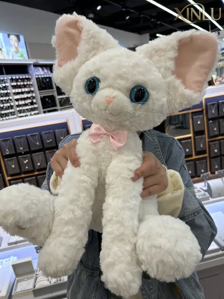 Мягкая игрушка Немецкий кот, кот Девон,40 см белые с голубыми глазами