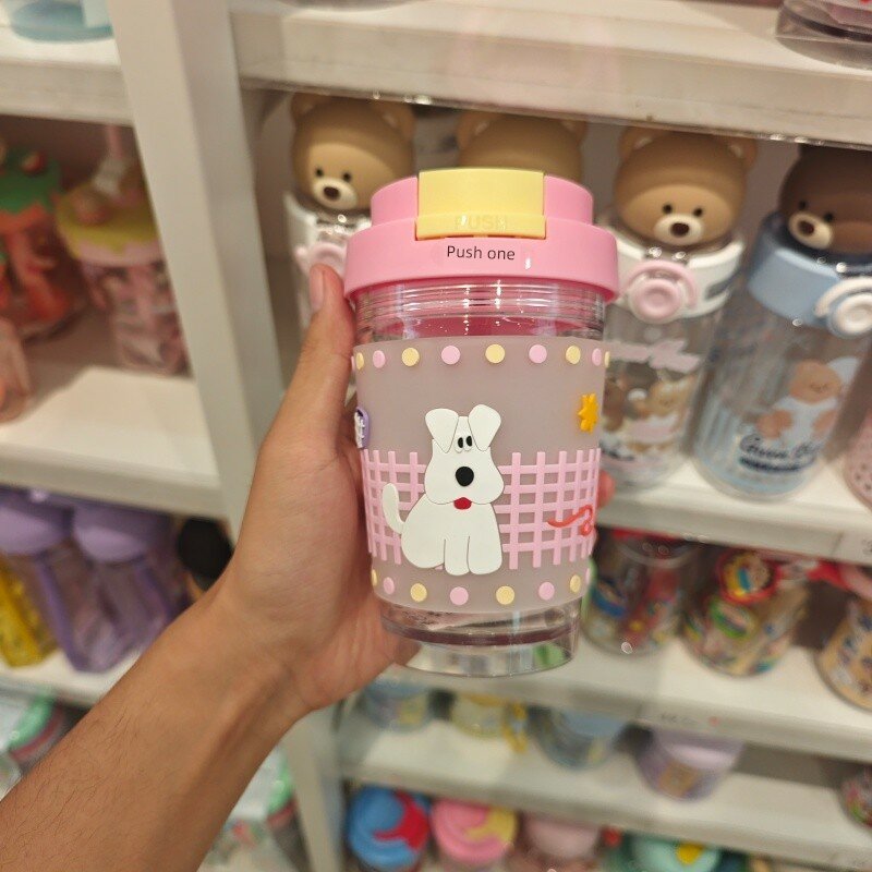 Кружка для холодного кофе MINISO Apple Puppy Series, 380 мл, для прямого питья, MINISO Розовая кружка для холодного