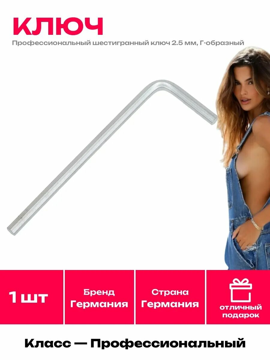 Инструмент шестигранный 2.5 мм, Г-образный, профессиональный
