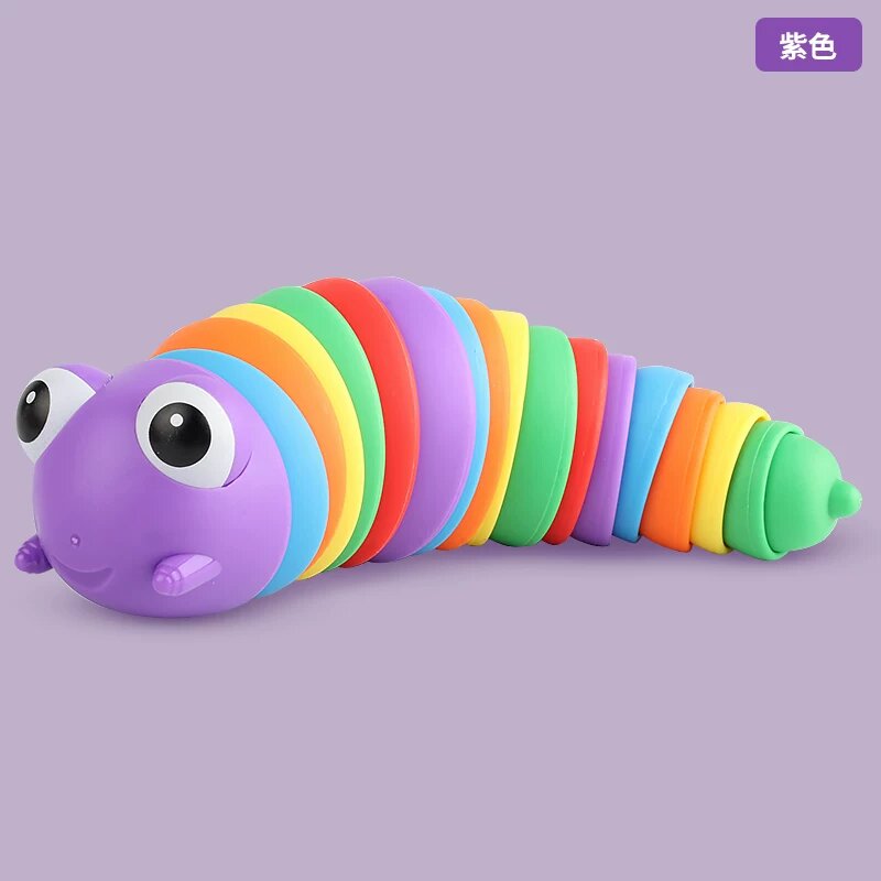 Одноцветная игрушка-червячок фиолетового цвета для раннего обучения (15 см)