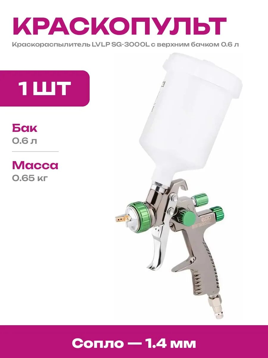 Пневмокраскопульт LVLP с соплом 1.4 мм для автопокраски