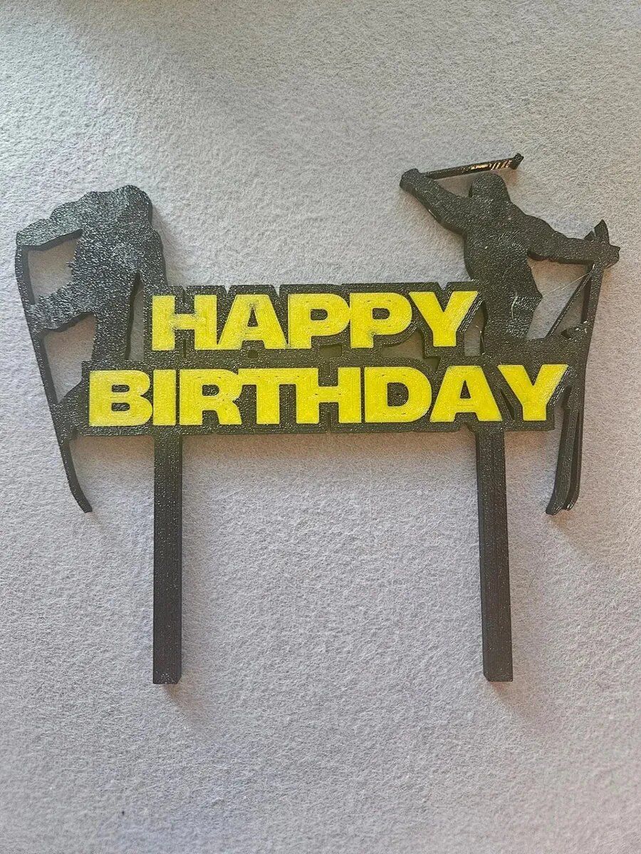 Топпер для торта Лыжник сноубордист Happy birthday