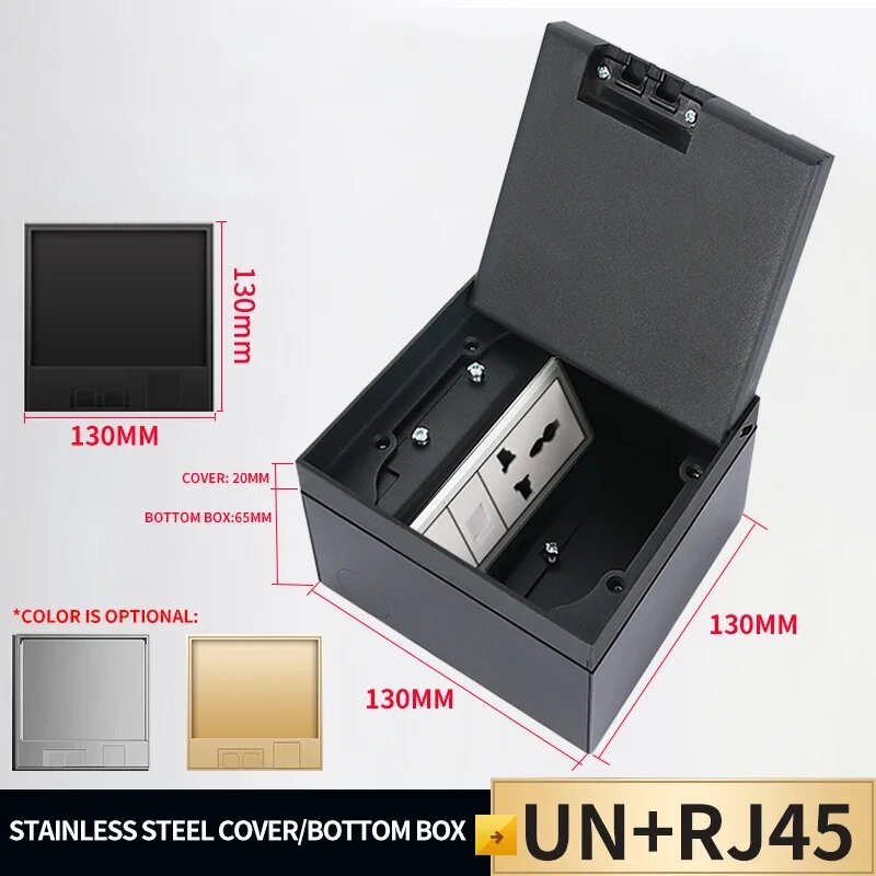 Напольная розетка с USB HDMI RJ45 UN RJ45, Черный, Black