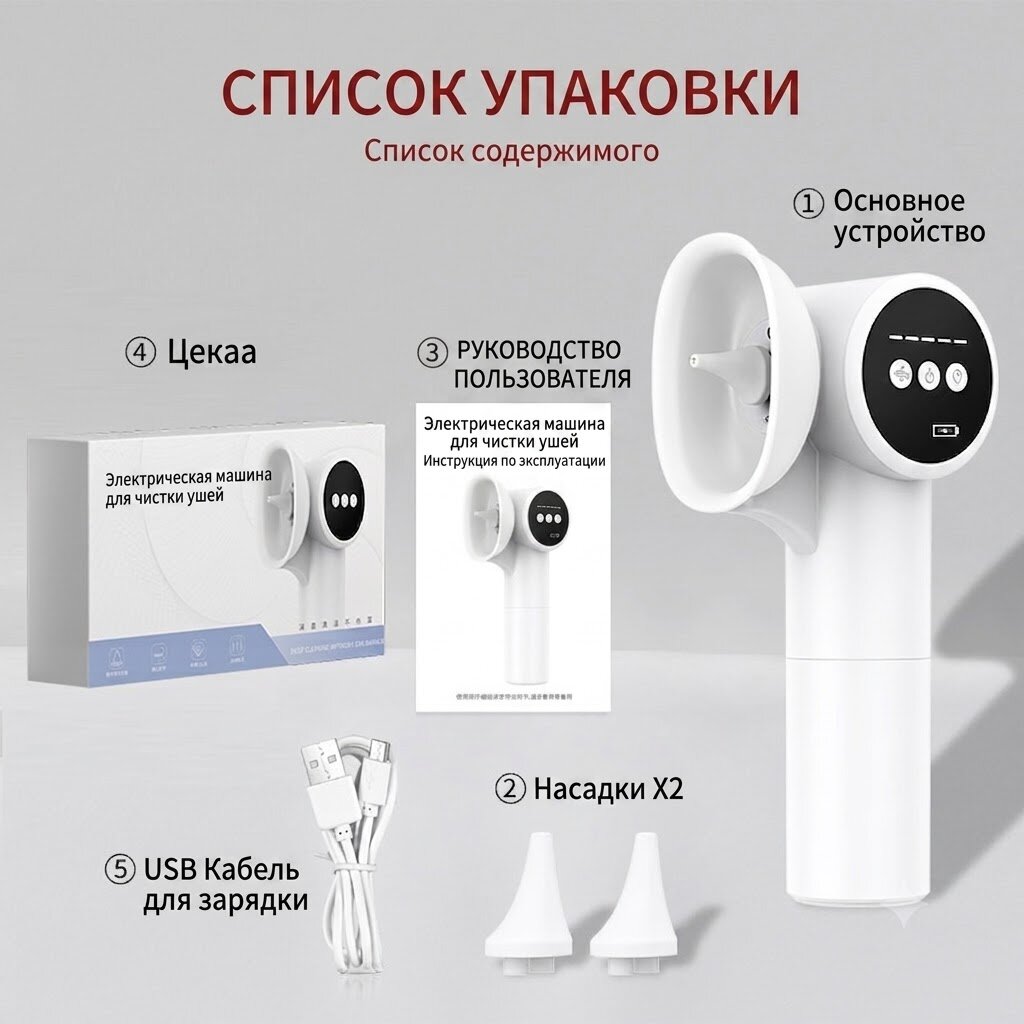 Ирригатор для ушей электрический для взрослых и детей. Для чистки ушей инструмент.