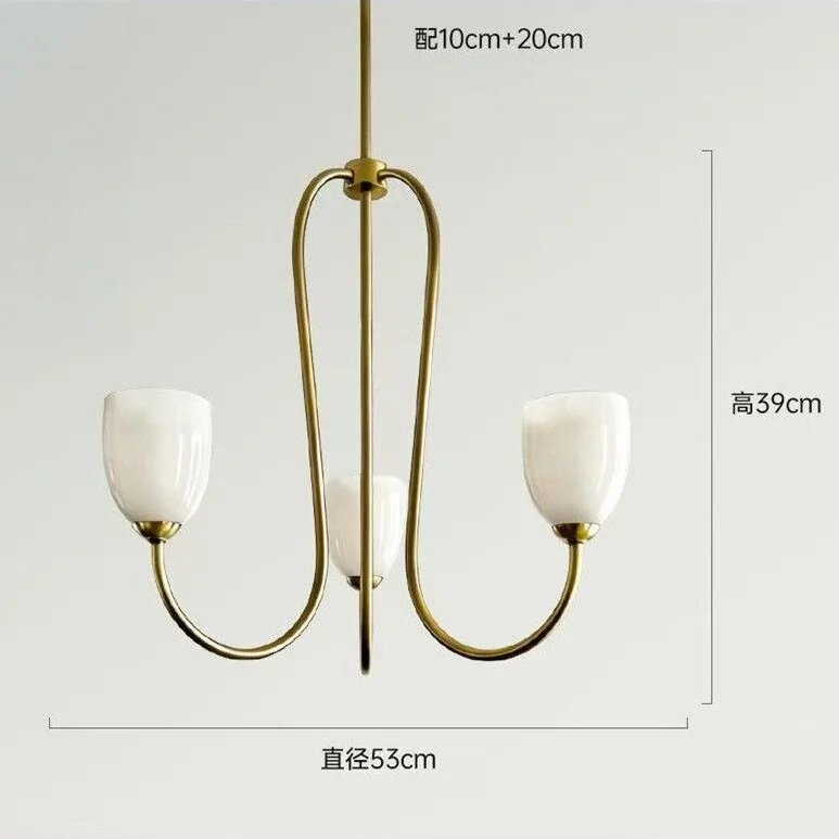 YANKE Розовая стеклянная люстра warm light, white3lamps
