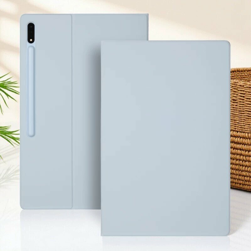 Защитный кожаный чехол для Galaxy Tab S9 Ultra 14.6 дюймов с антипотерейным слотом для ручки, белый лед
