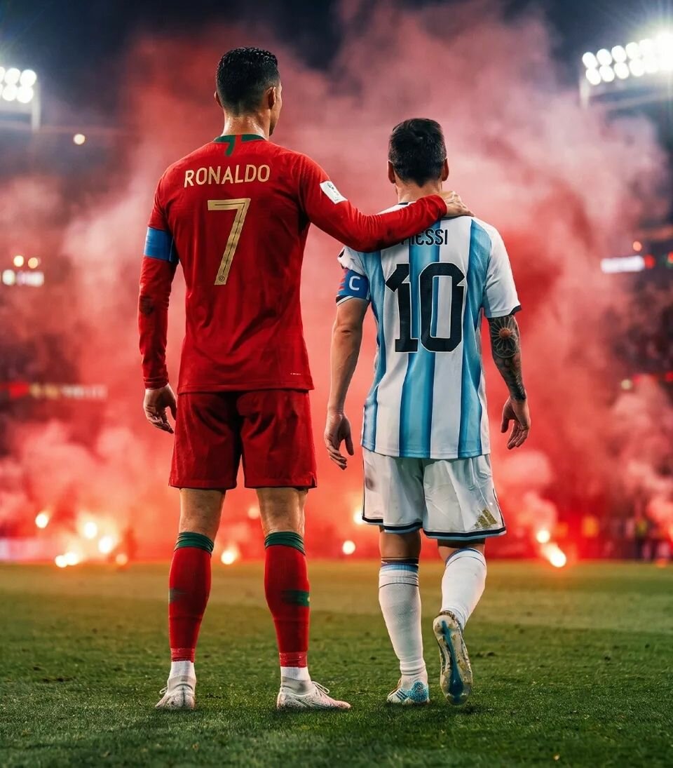 Постер ламинированный " Ronaldo and Messi"