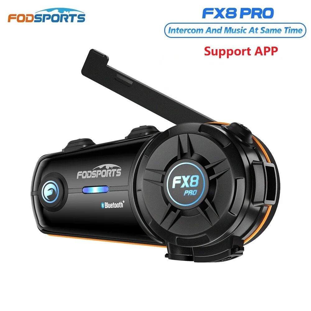 Fodsports FX8 pro Мотоциклетный домофон Bluetooth-гарнитура для шлема 8 гонщиков 2000 м переговорный телефон, FM-радио