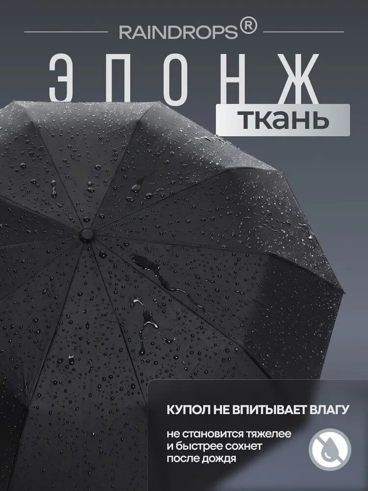 Зонт RAINDROPS, черный — фото 1