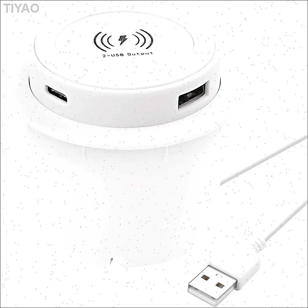 Встраиваемая беспроводная зарядка , выдвижная, 15Ватт, порты USB и USB-C, в стол, столешницу