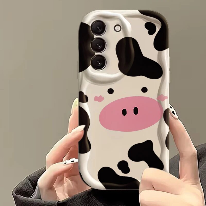 Чехол для телефона с 3D-волнистым узором и принтом коровьей шкуры для Samsung Galaxy S26 S24 S25 S23 Ultra S22 S21 S20 Plus FE A35 A55