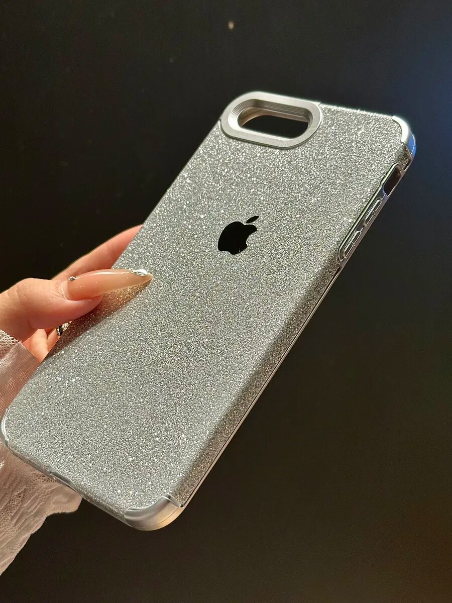 Чехол на iPhone 7 Plus/8 Plus с принтом, защита камеры, серебристый цвет — фото 1