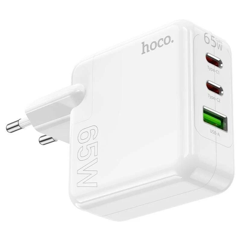 Сетевое зарядное устройство Hoco C115A EU белое, 65W, 1xUSB, 2xUSB-C