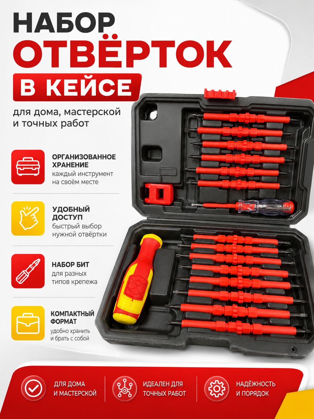 Набор переставных диэлектрических отверток, 31 пред, KINGQUEEN, WIB-506