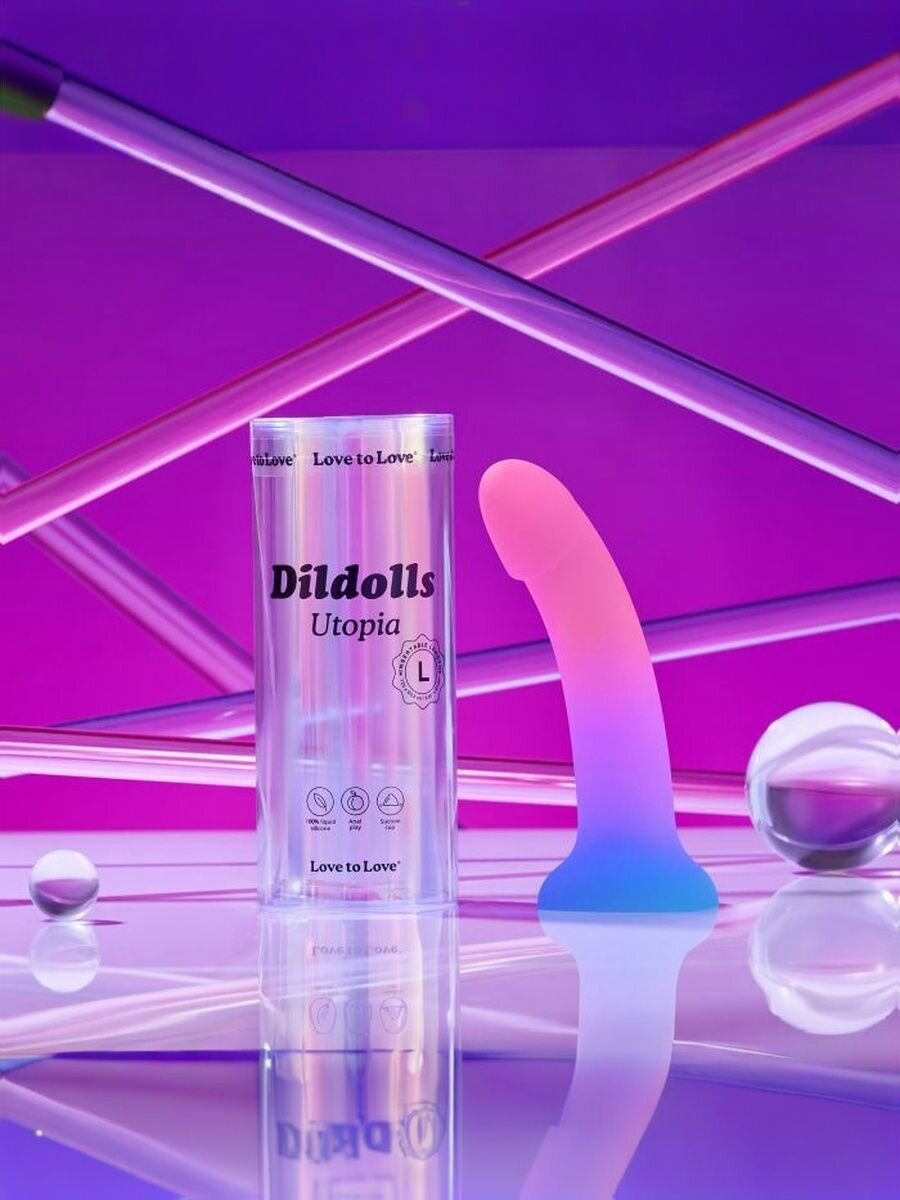 Фаллоимитатор DILDOLLS - UTOPIA L жидкий силикон вагинально анальный дилдо 19 см, резиновый член на присоске / фалосы для женщин и мужчин Love to Love