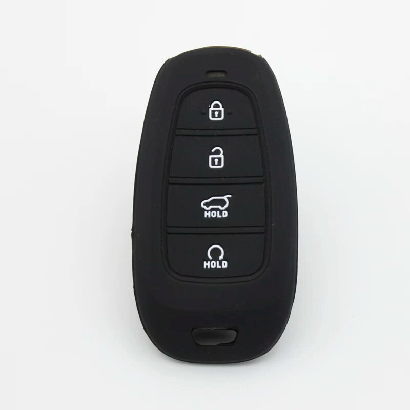 Чехол для брелока с функцией дистанционного запуска Hyundai Tucson Santa Fe Sonata 4 кнопки, черный силиконовый чехол