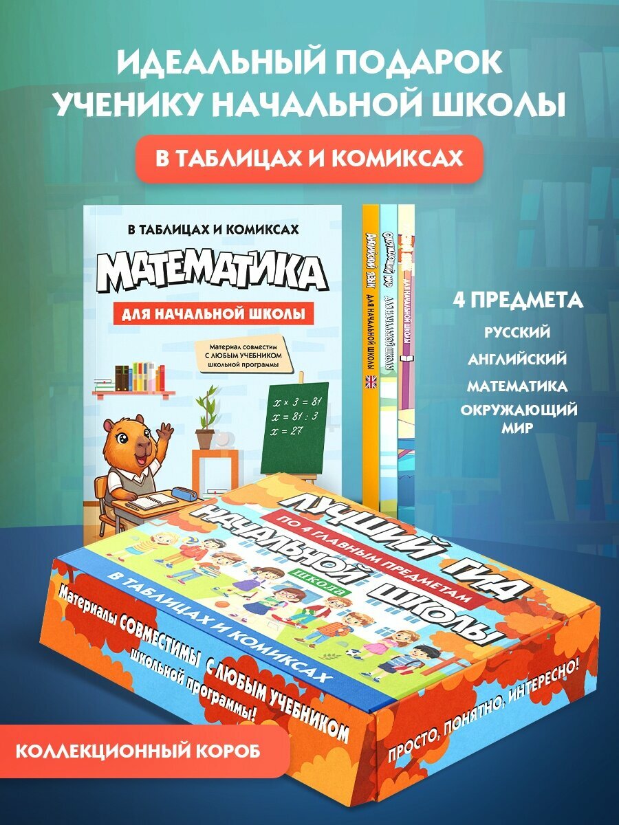 Комплекты подарочные. Гид по 4-м главным предметам начальной школы. Комплект из 4-х книг в коробе. Сикибу М, Кобаяси И.