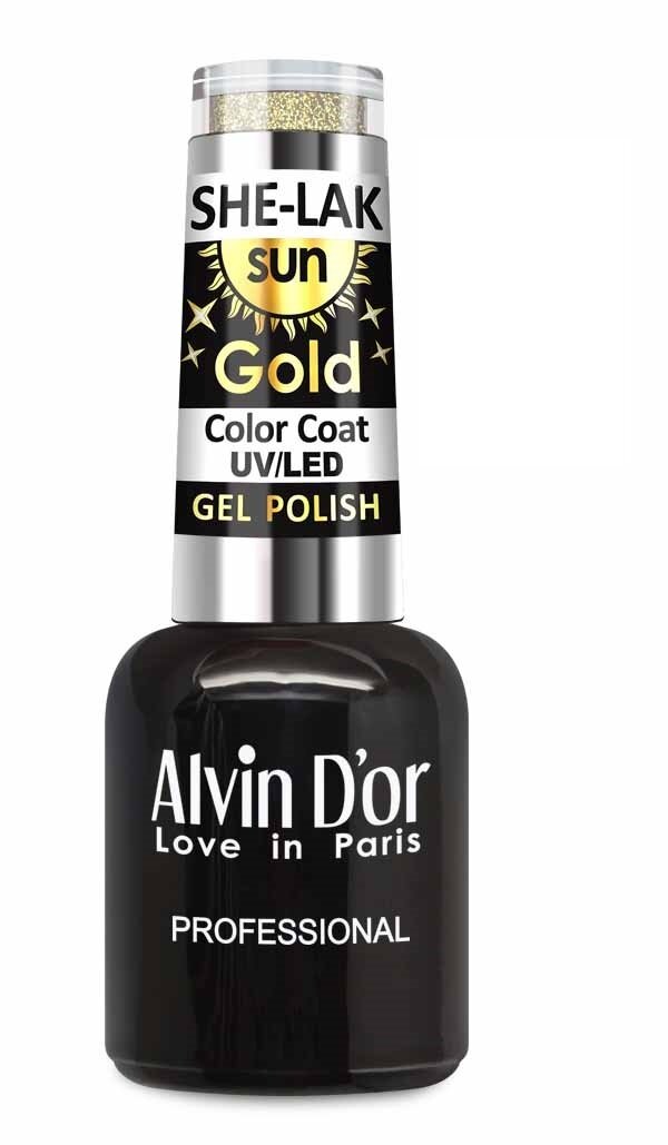 Alvin D'or, Гель лак д/ногтей SHE-LAK Sun Gold тон 6411 солнечный нюд