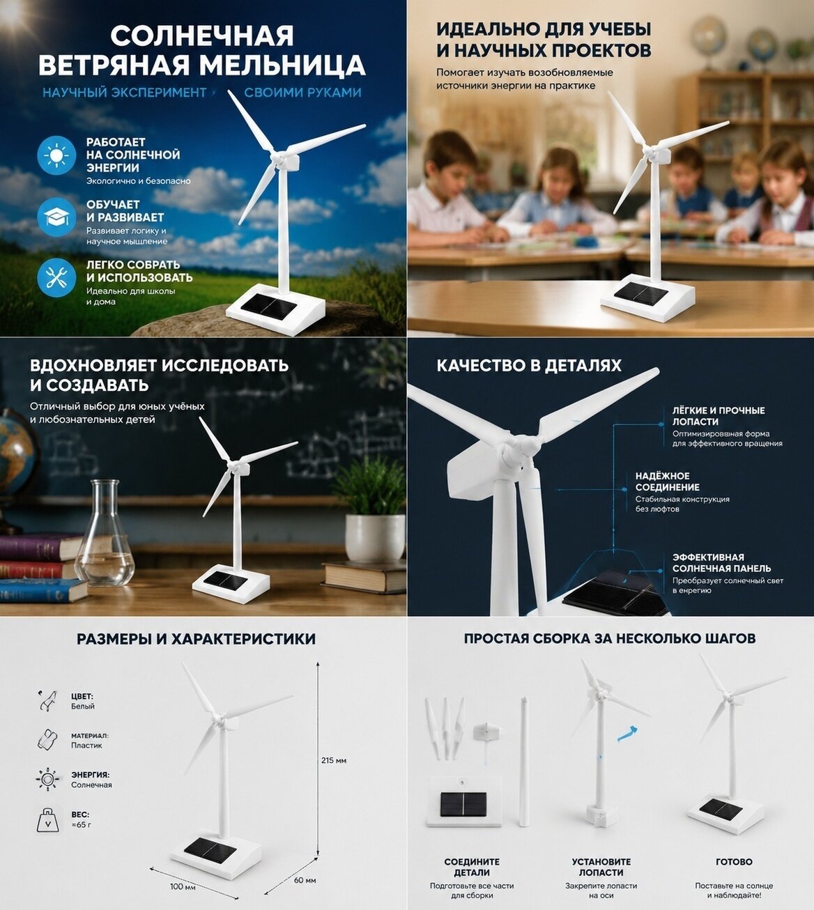 Игрушка Для Развития Навыков Экспериментов Солнечная Мельница Образовательная Игра Для Детей 35.50X18.00X12.00Cm