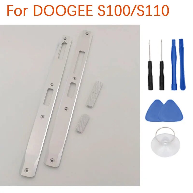 Новый оригинальный DOOGEE S100 S110, левый и правый корпус, передняя часть, Серебряный, серебристый