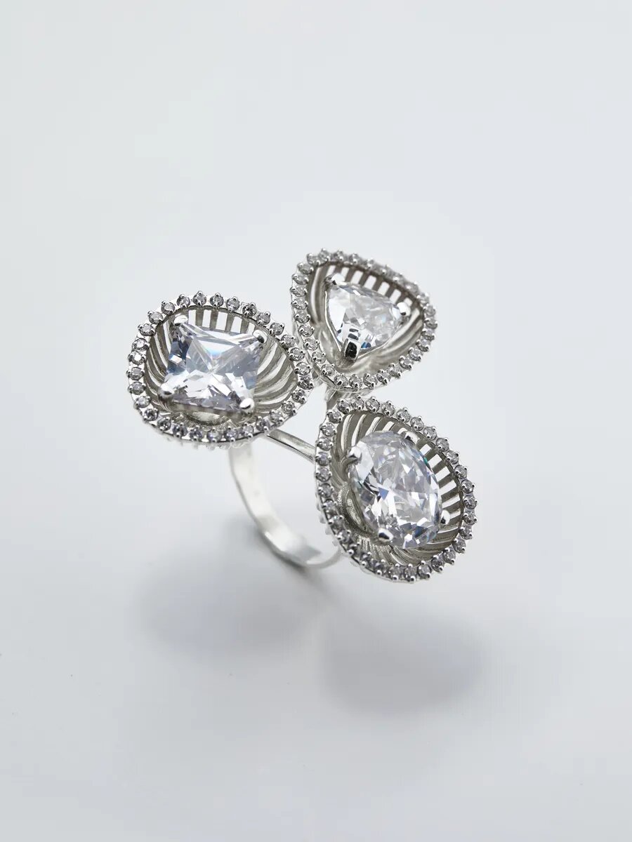 Кольцо дорожка БРЮС, серебро, 925 проба, фианит