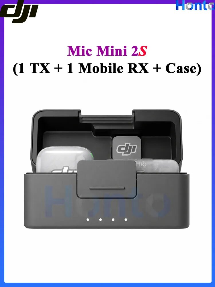 DJI Микрофон универсальный DJI Mic Mini 2S (1 TX + 1 Mobile RX + Charging Case), белый, фиолетовый