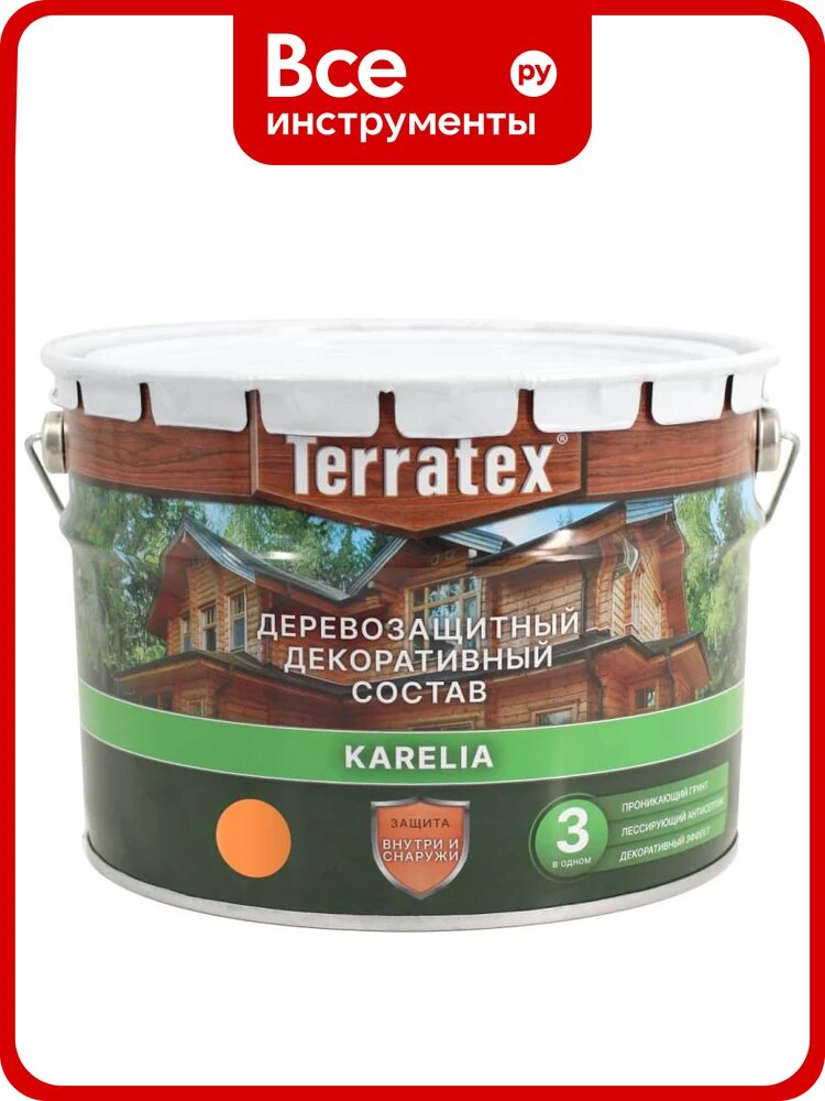 Деревозащитный декоративный состав терратекс калужница, 7.5 кг, 9 л ЭК000137012