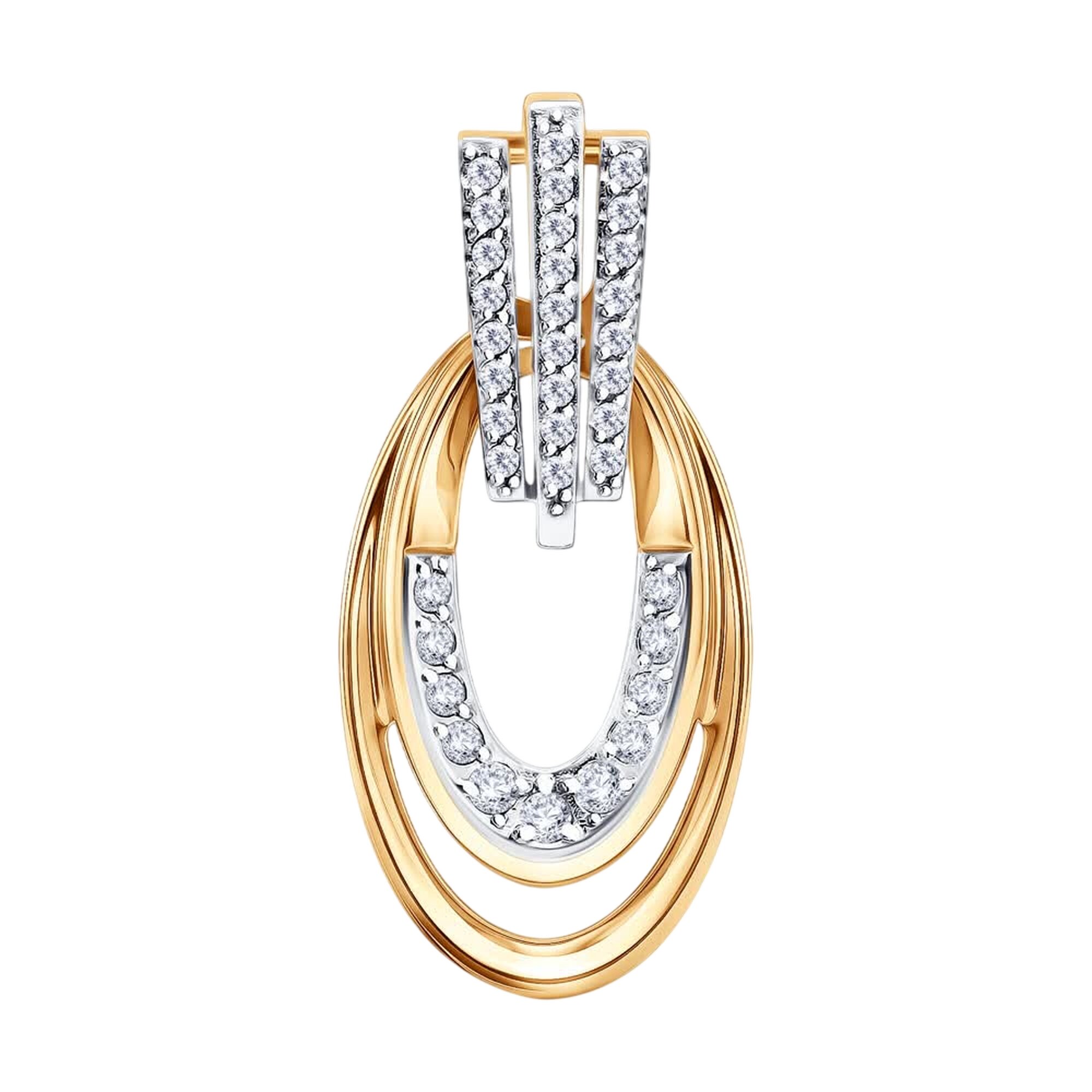 Подвеска Diamant online, красное золото, 585 проба, фианит