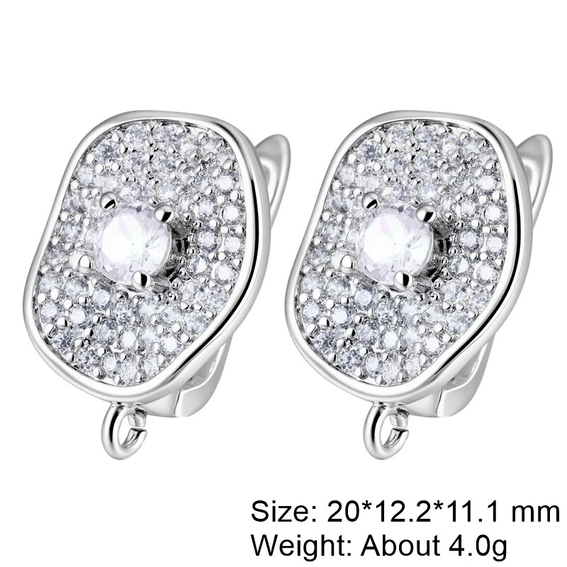 Крючки для сережек Juya с кубическим цирконием Белый, White Gold