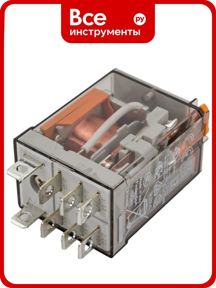 Миниатюрное силовое реле Finder 2 перекидных контакта 12А, 230В AC, 563282300040