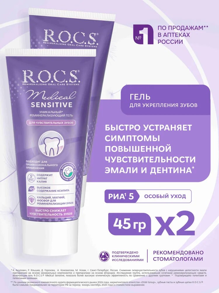 Гель для чувствительных зубов R.O.C.S. Medical Sensitive, 45 г, 2 шт