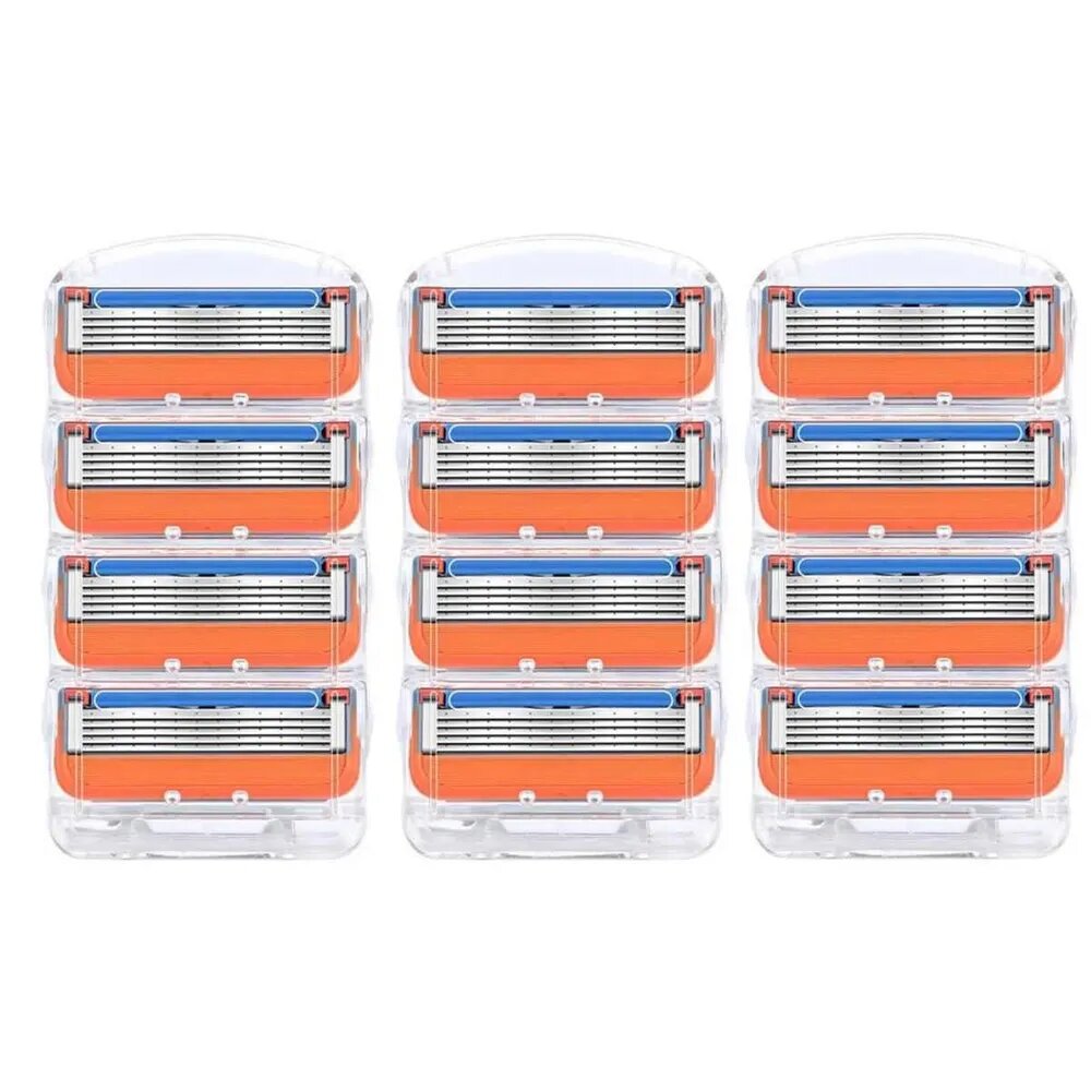 Сменные кассеты лезвия для бритв совместимые с большая часть оборудования 12 штуки (оранжевые)