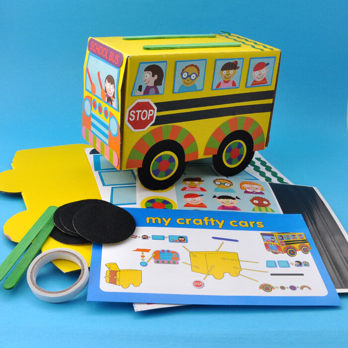 3D DIY Школьный автобус Автомобильная модель с набором для сборки, деревянная головоломка, обучающая поделка